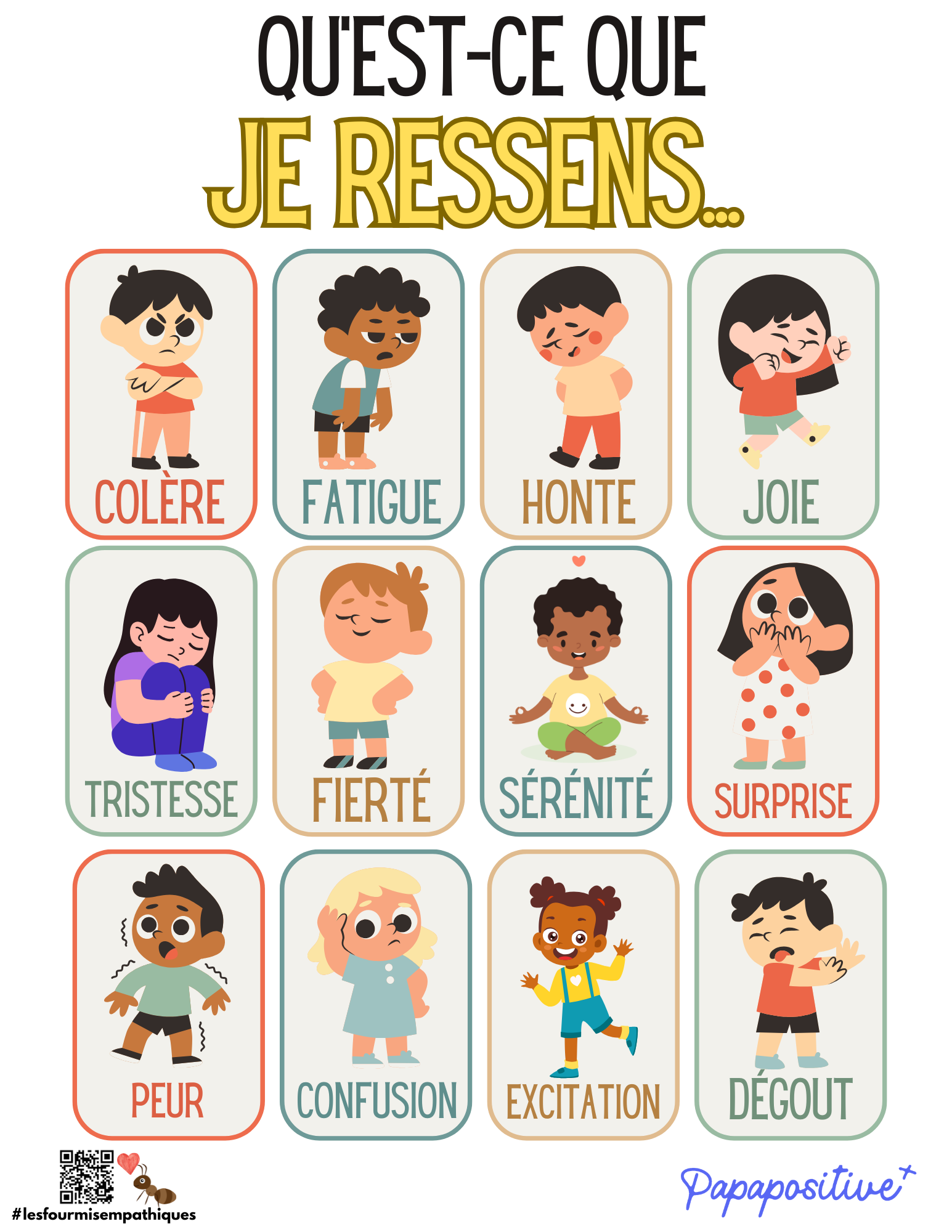 Affiche : qu’est-ce que je ressens – Les fourmis empathiques